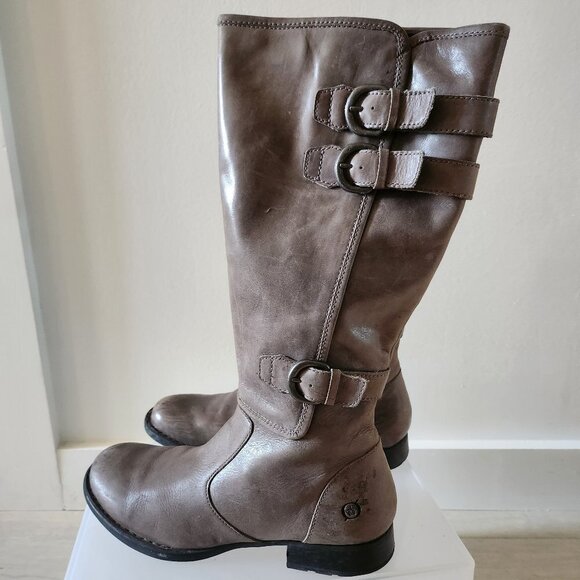Born | Shoes | Born Attila Greytaupe Size 75 Kneehigh Moto Biker Riding ...